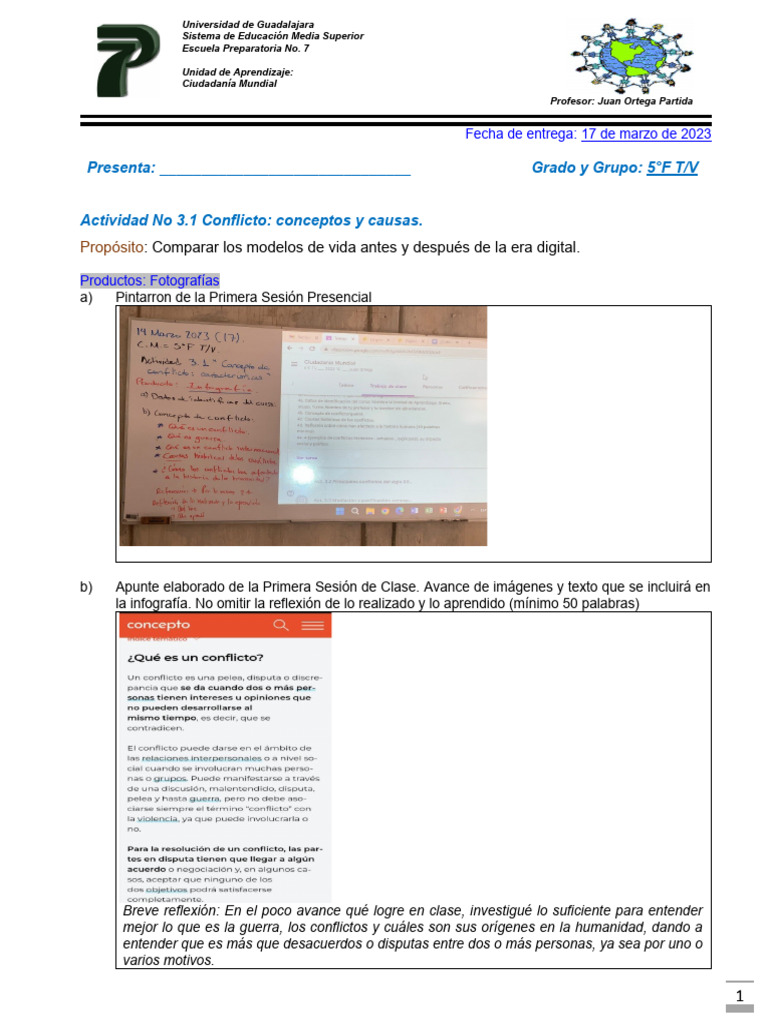 U3 Act 3-1conflictos y Causas | PDF | Aprendizaje | Modificación de comportamiento