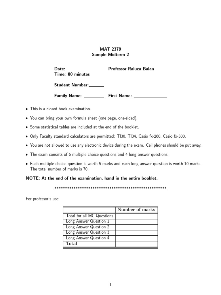 2379 Sample Midterm2 | PDF