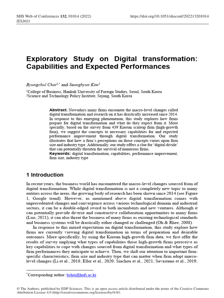 Exploratory Study On Digital Transformation | PDF