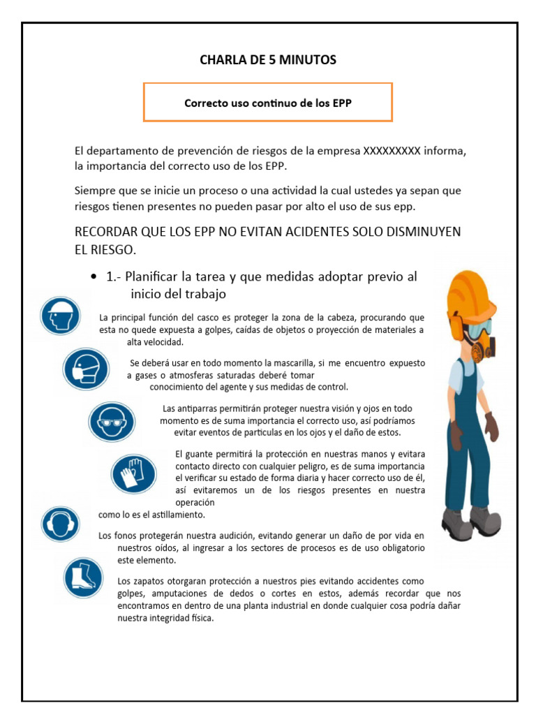 Charlas 5 Minutos Uso Correcto de Epp | PDF