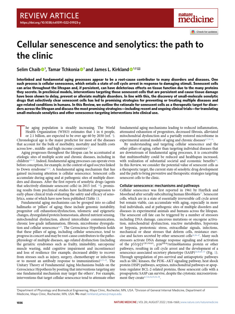 Senolytics: Targeting Cellular Senescence | PDF | Wellness | Science ...