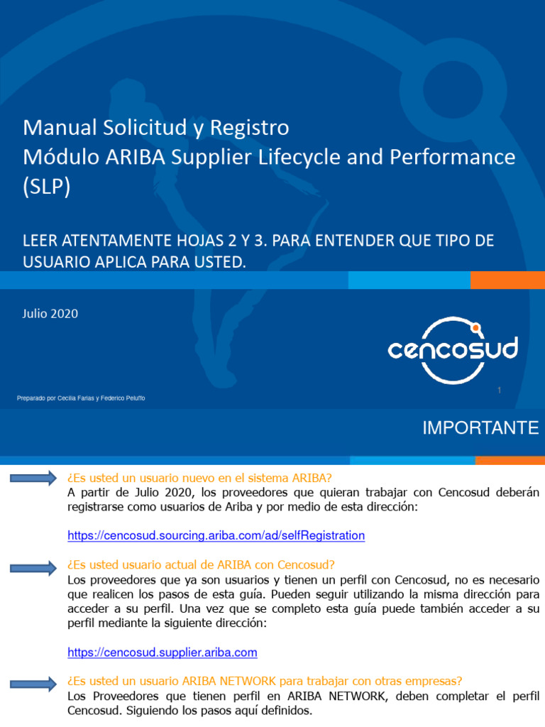 Manual Solicitud y Registro Módulo ARIBA Supplier Lifecycle and Performance (SLP) Proveedores ...