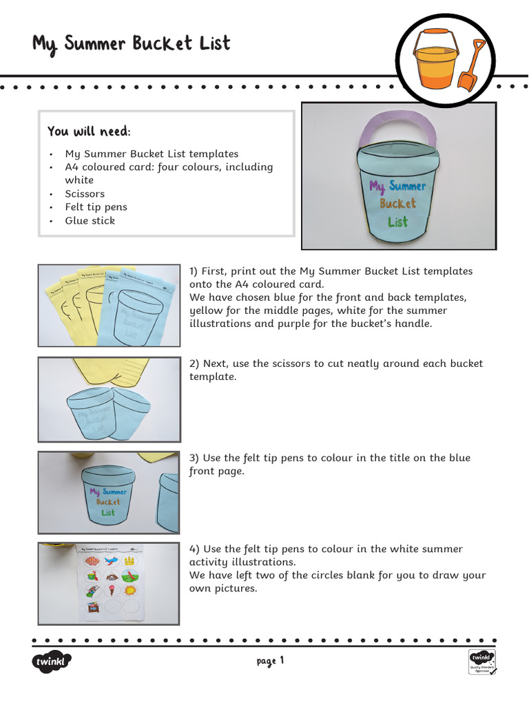 My Summer Bucket List Instructions | PDF | Home & Garden | Art