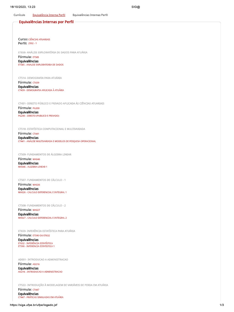 Equivalências Perfil 2502 | PDF | Ciência Atuarial | Matemática