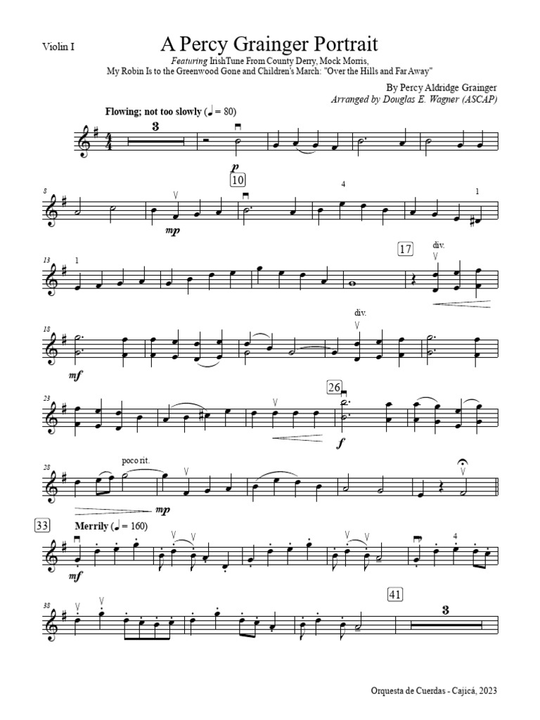 A Percy Grainger Portrait - Violin I | PDF