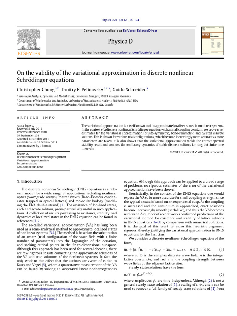 10-On The Validity of The Variational Approximation in Discrete Nonlinear | PDF | Teaching ...