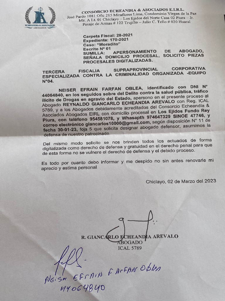 Apersonamiento Farfan | PDF