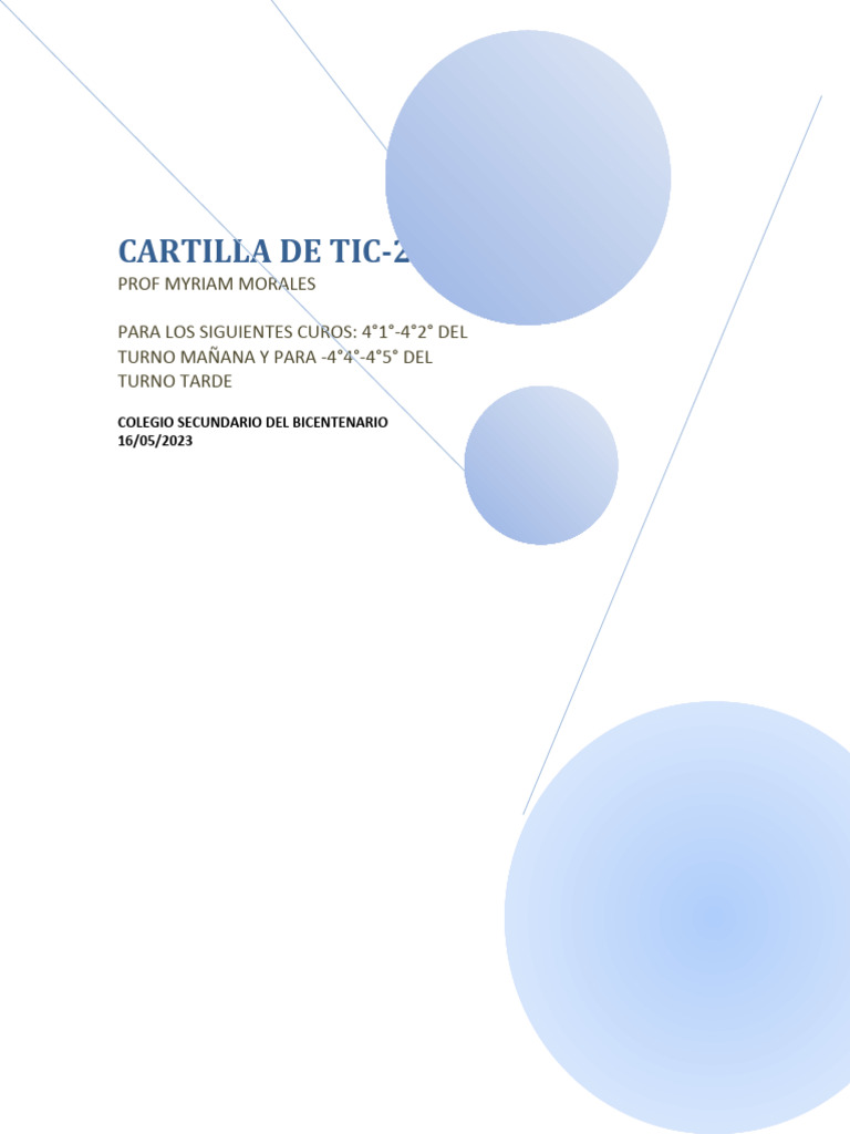 CARTILLA DE TIC 4°1°,4°2°,4°3°,4°4°,4°5°-PROF MORALES Y PROF lLAZO-2022 | PDF