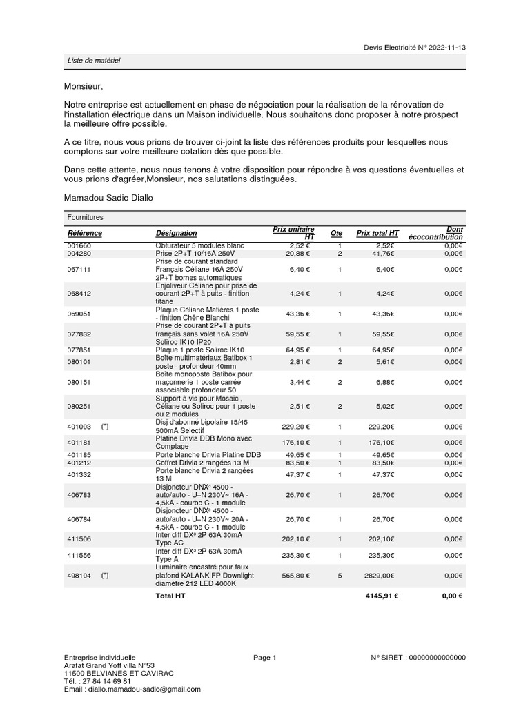 Liste Du Materiel | PDF