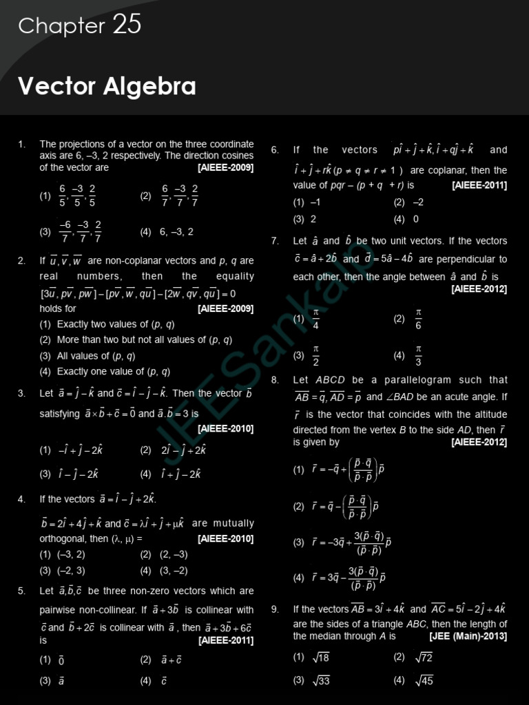 Vector Algebra | PDF