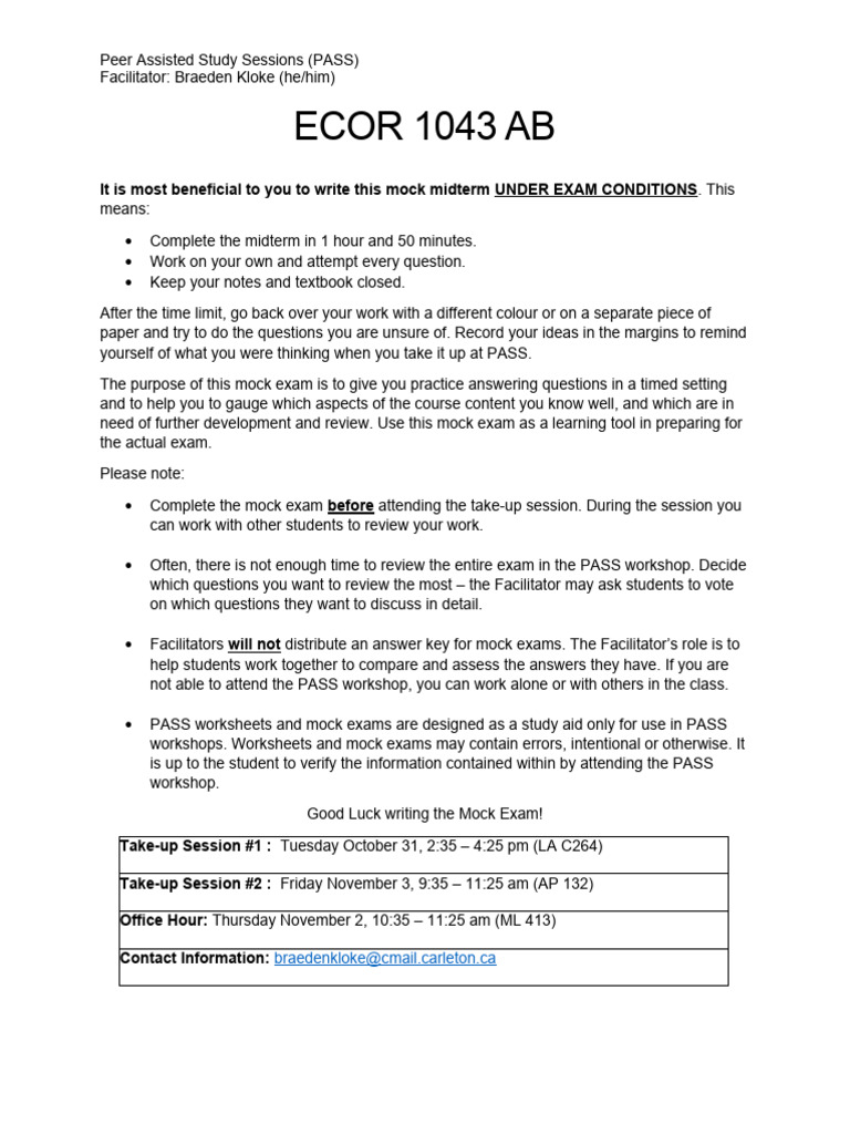 ECOR 1043 AB - Mock Final | PDF