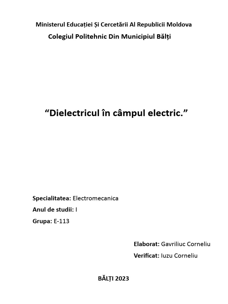 Dielectricul in Campul Electric | PDF