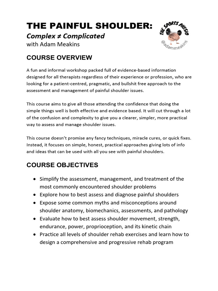 The Painful Shoulder Course Overview (English) | PDF