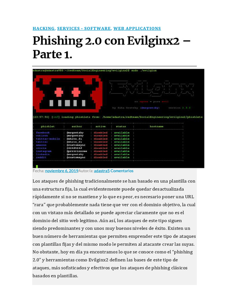 Evilginx | PDF | sistema de nombres de dominio | Red mundial