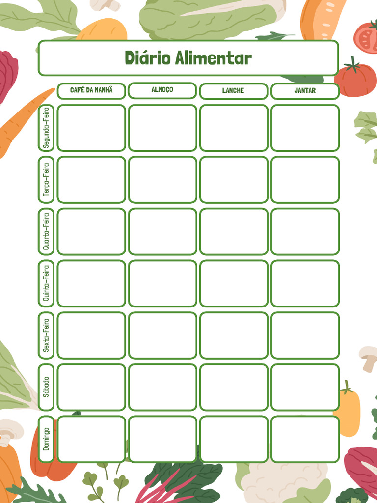 Documento A4 Diário Alimentar Moderno Verde | PDF