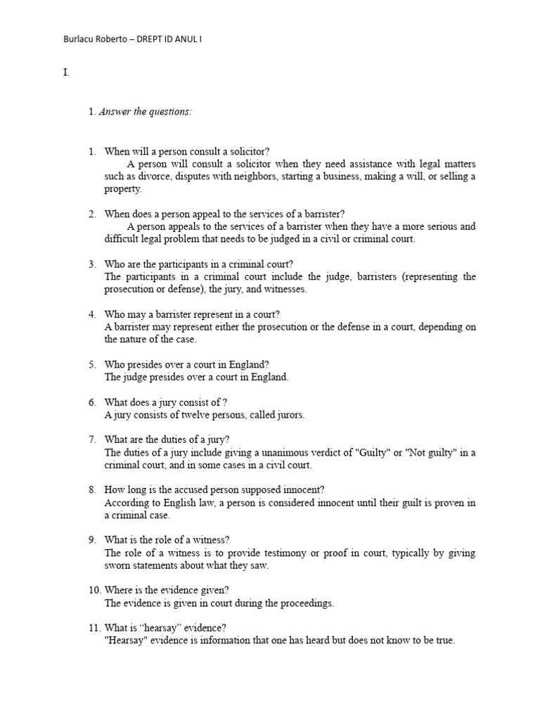 Tema Exercitii Curs Engleza Drept | PDF