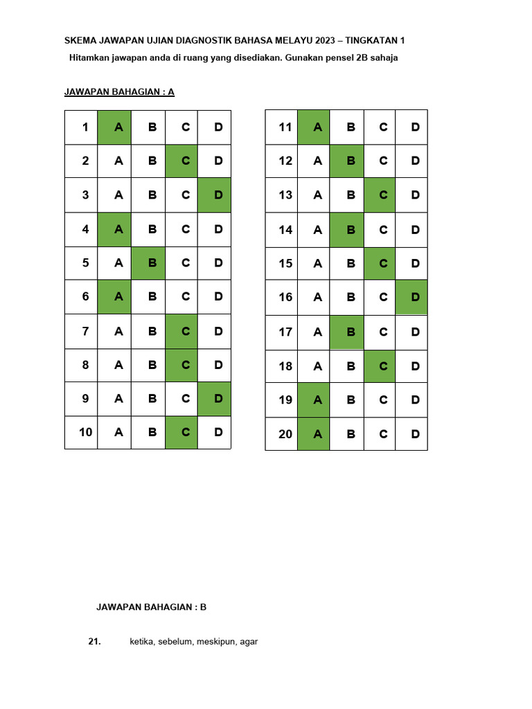 Skema Jawapan Ujian Diagnostik Bm 2023 Pdf