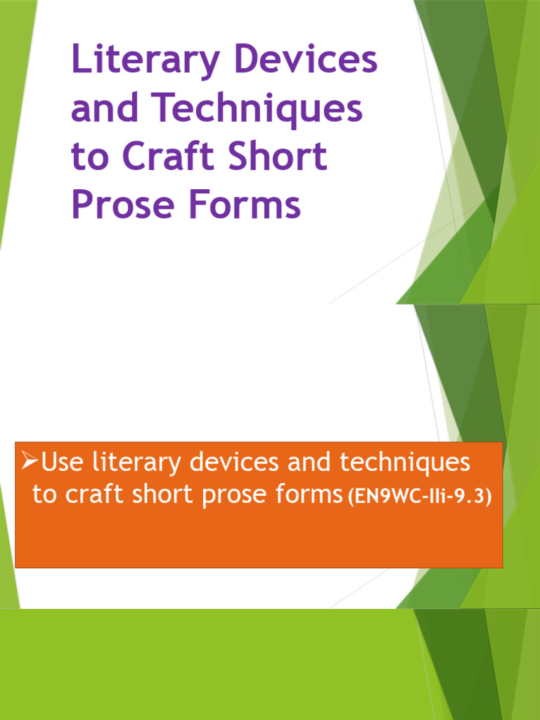 Literary Devices and Techniques To Craft Short Prose q2 Module 2 ...
