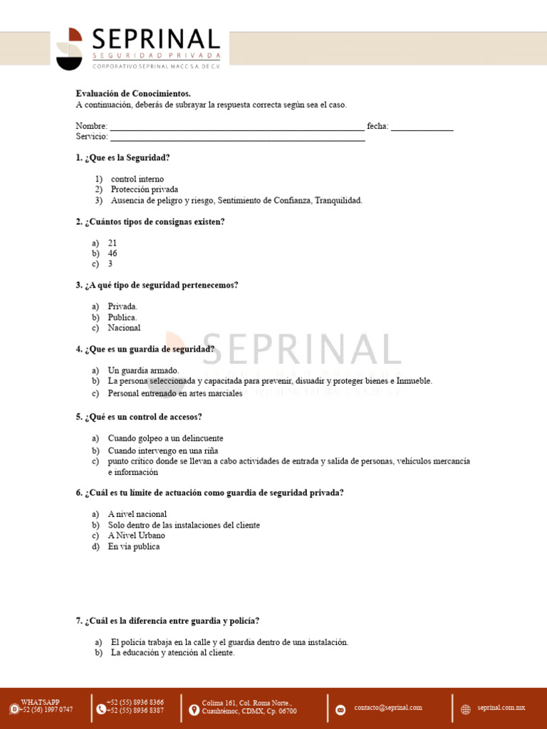 Examen Capacitacion | PDF