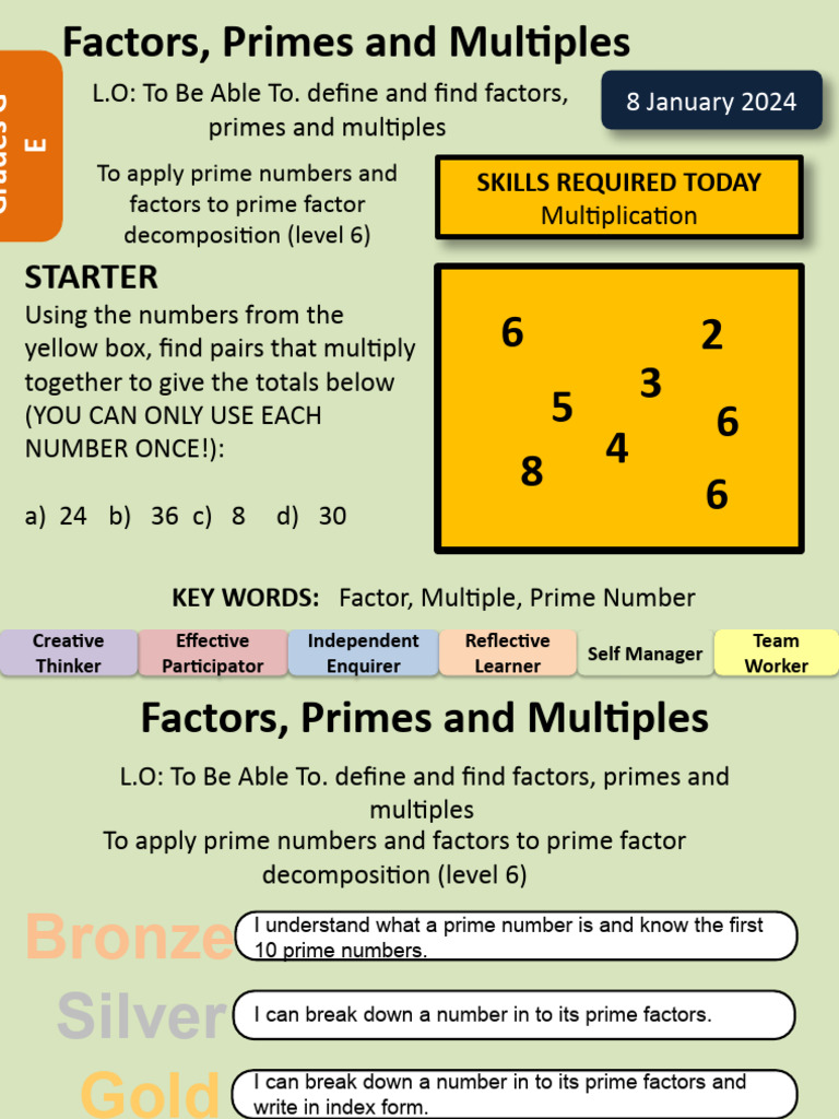 2 G7 Factors, Primes and Multiples (Autosaved) | PDF