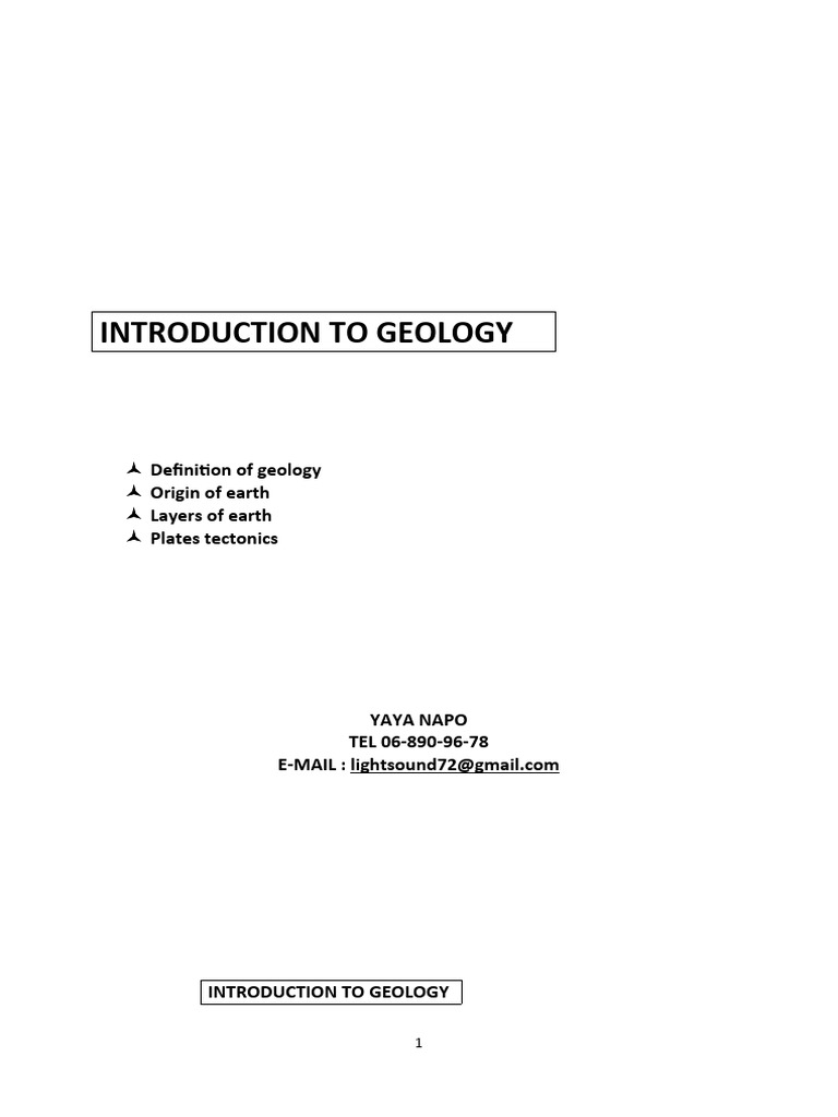 Introduction To Geology | PDF | Crust (Geology) | Plate Tectonics