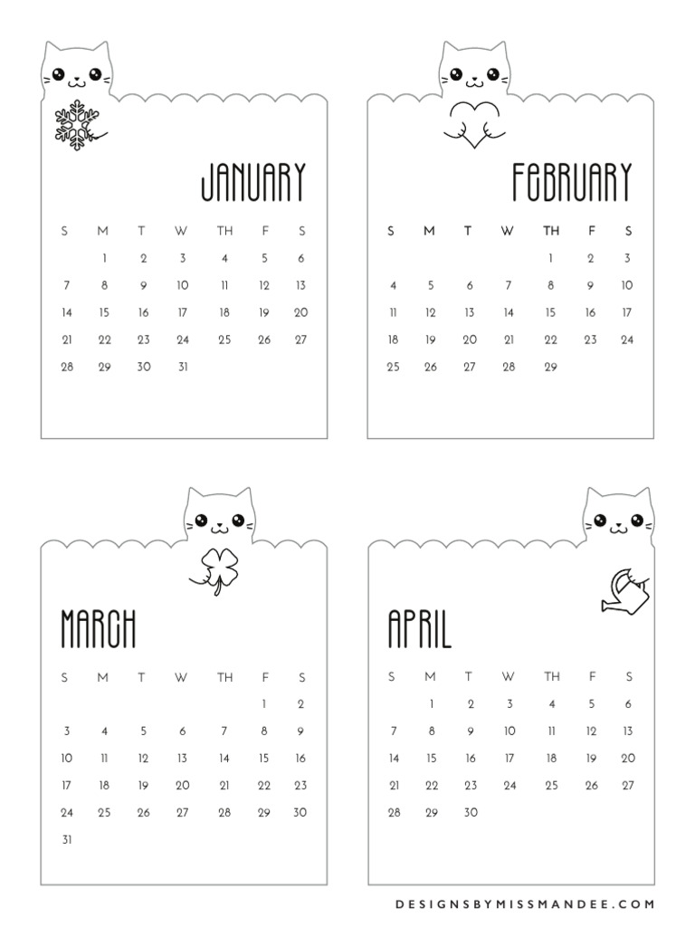 2024 Layered Cat Calendar - Miss Mandee | PDF