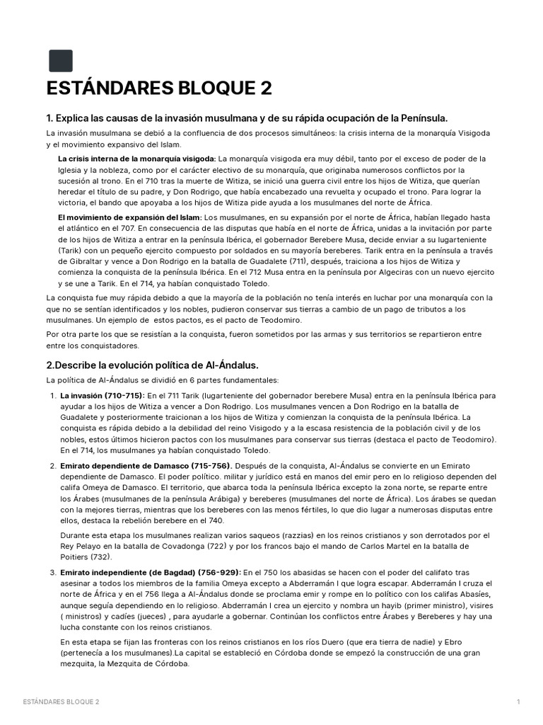 Estandaresbloque2 Al Andalus Pdf