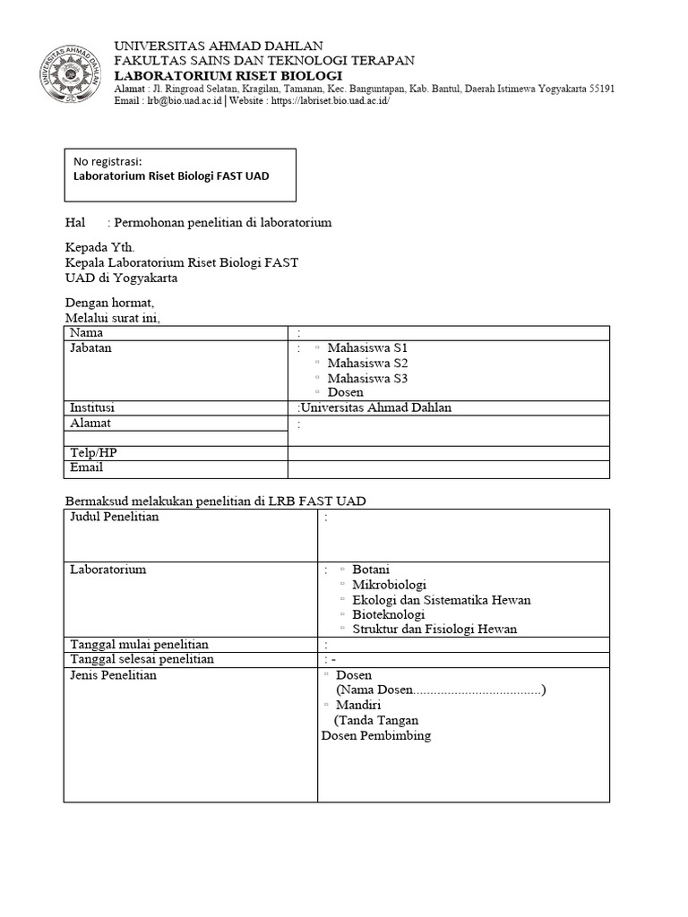Form Permohonan Izin Penelitian | PDF