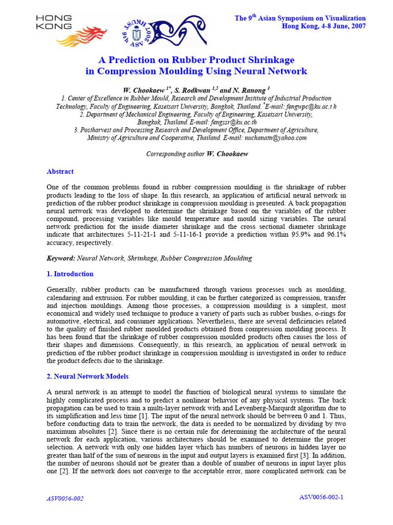 A Prediction On Rubber Product Shrinkage in Compression Moulding Using Neural Network | PDF ...