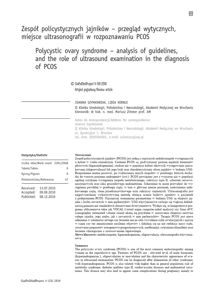 Polycystic Ovary Syndrome Analysis of Guidelines and The Role of ...