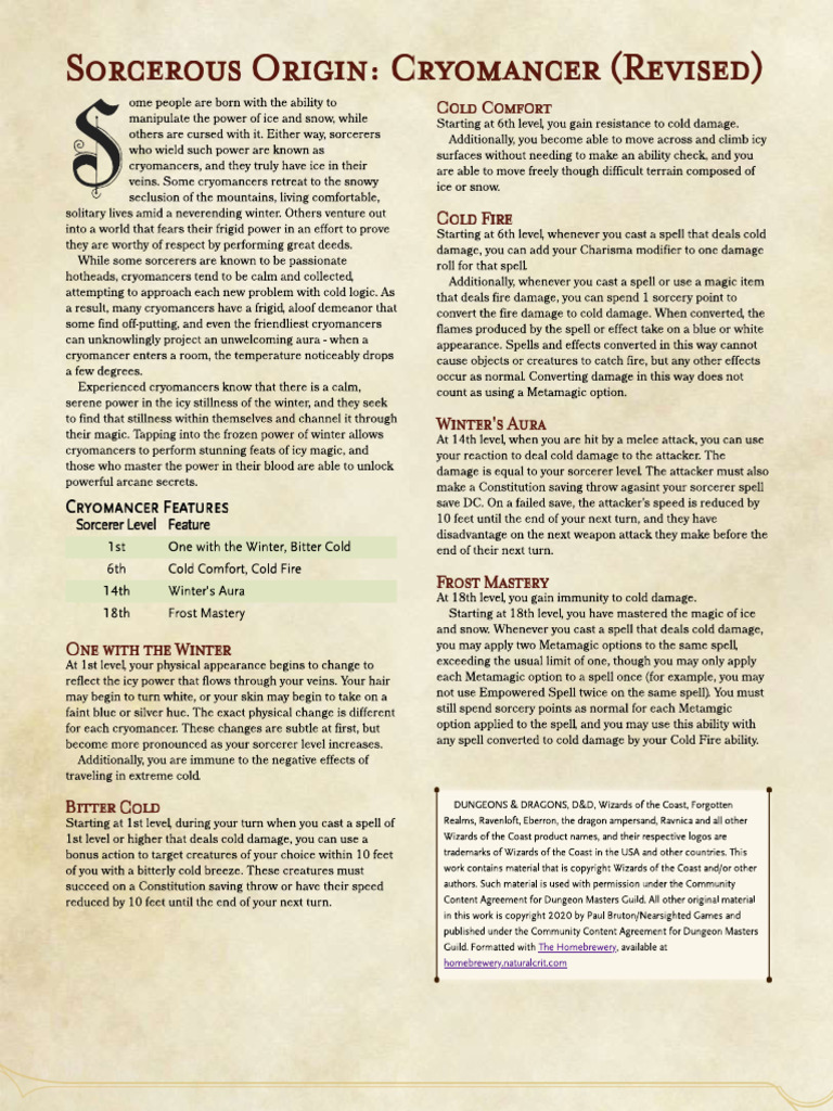 Cryomancer | PDF