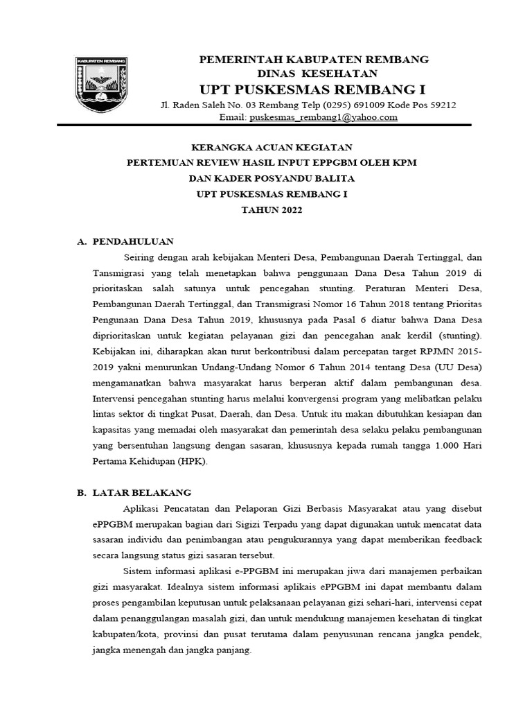 Review ePPGBM Puskesmas Rembang 2022 | PDF