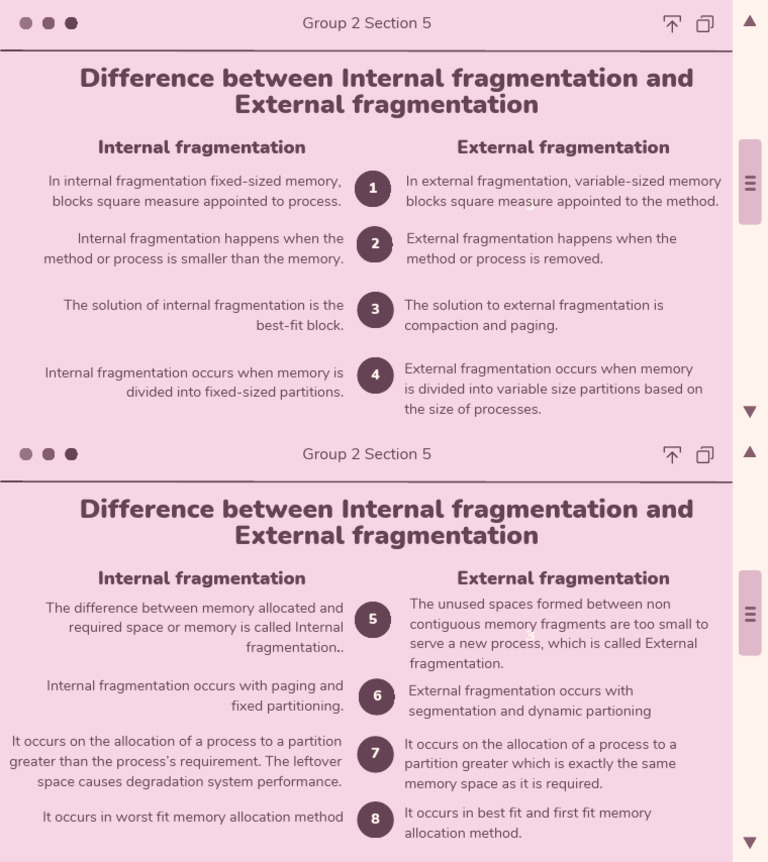 Difference Between Internal Fragmentation and External Fragmentation | PDF | Digital Electronics ...