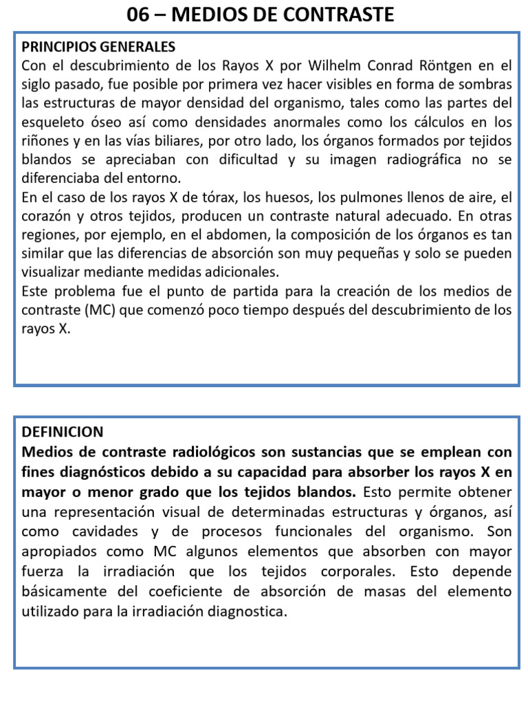 Medios de Contraste en Radiología | PDF