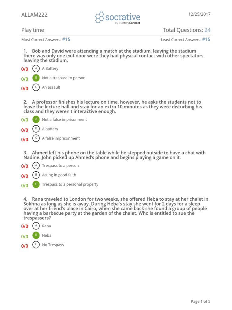 Socrative Questions | PDF