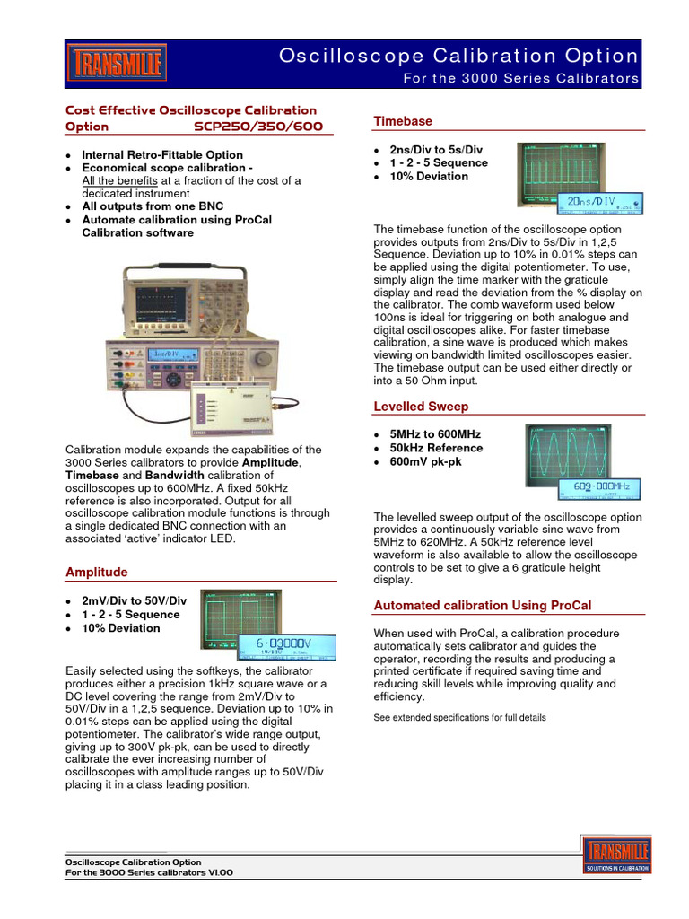 Serie 3000 Oscilloscope Calibration Option (Trasmille) | PDF