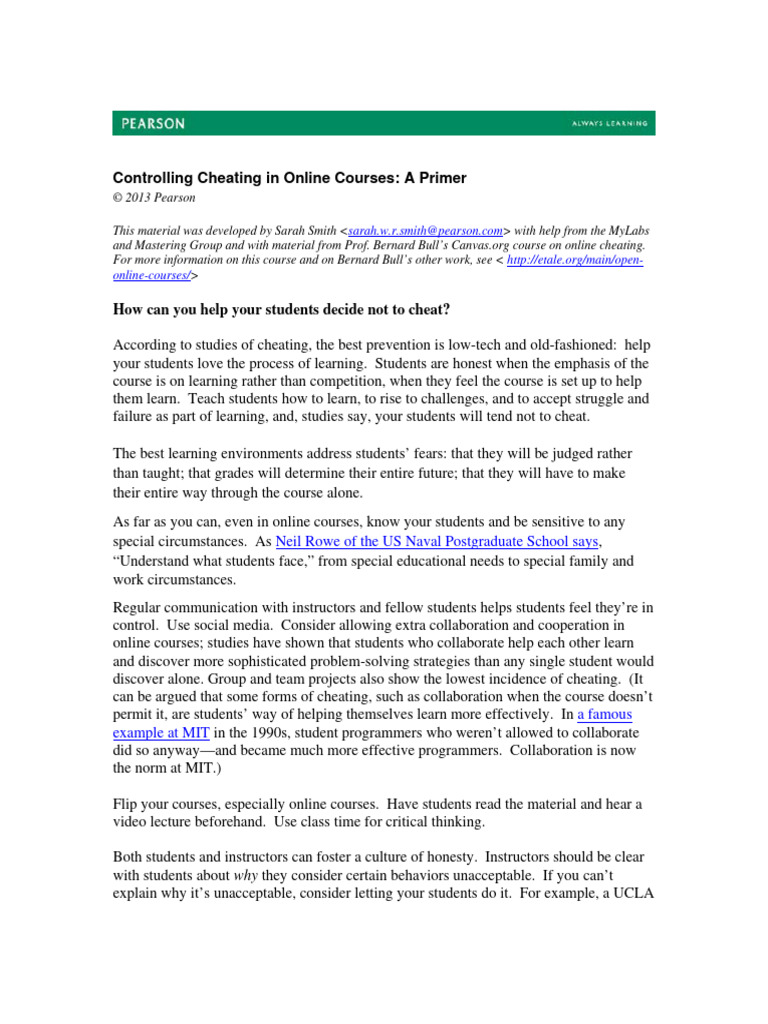 Controlling Cheating in Online Courses | PDF