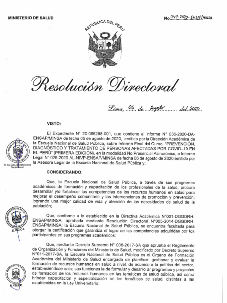 RD 044 2020 - Ensap Minsa | PDF