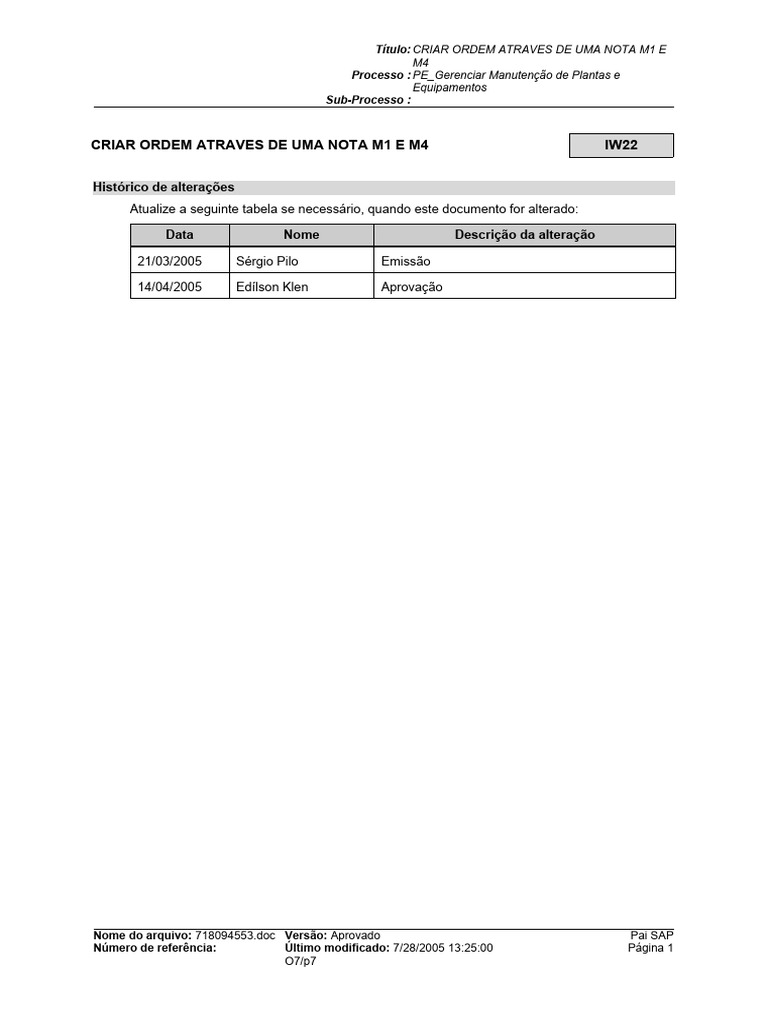 IW22 - Criar Ordem Atraves de Mota M1 E M4 | PDF