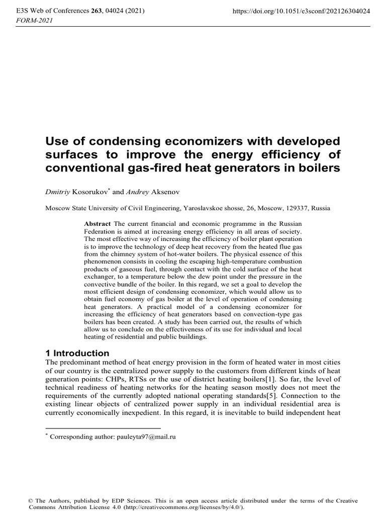 Use of Condensing Economizers With Developed Surfa | PDF | Boiler ...
