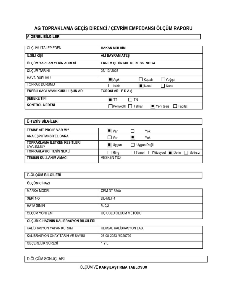 Topraklama Raporu | PDF