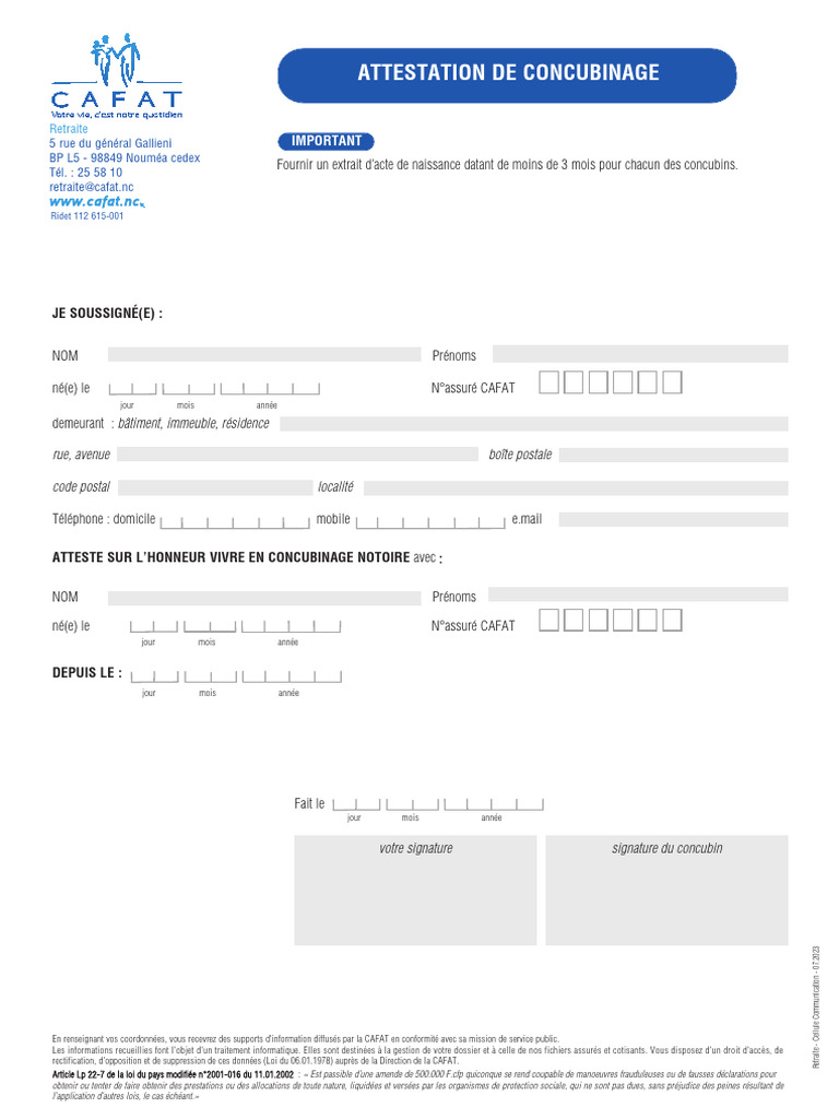 Attestation Concubinage | PDF