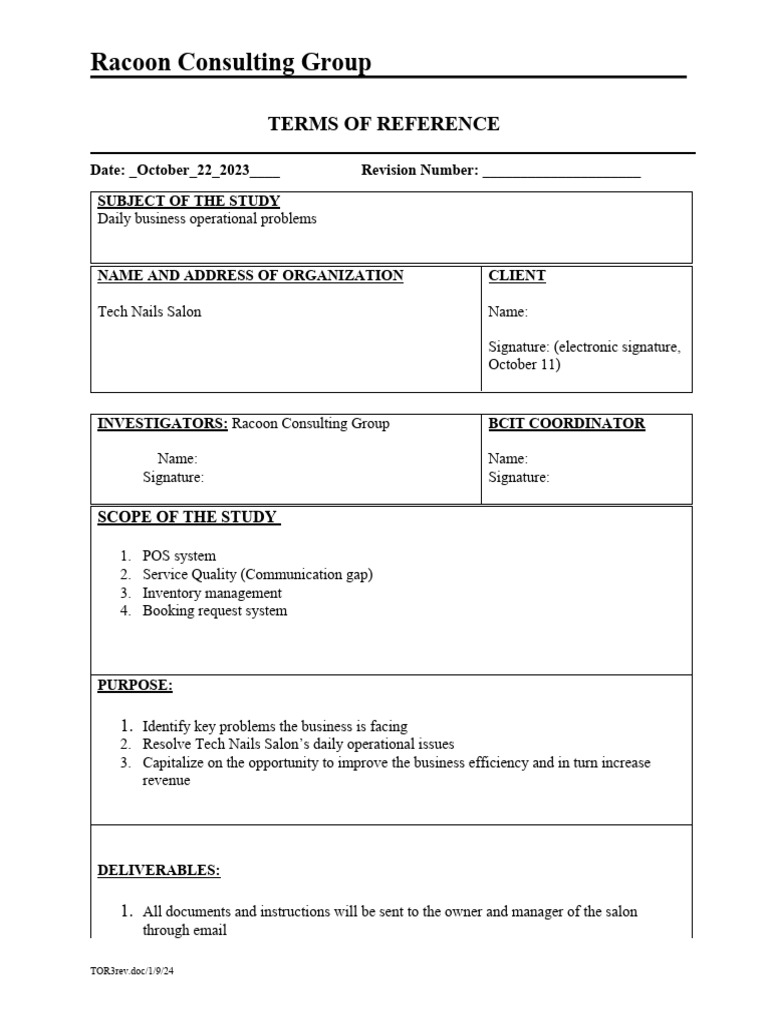 Term of Reference Final Team 2 | PDF
