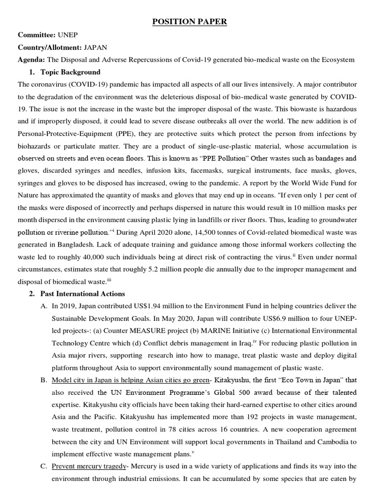 Position Paper - Japan UNEP | PDF | Waste | Waste Management