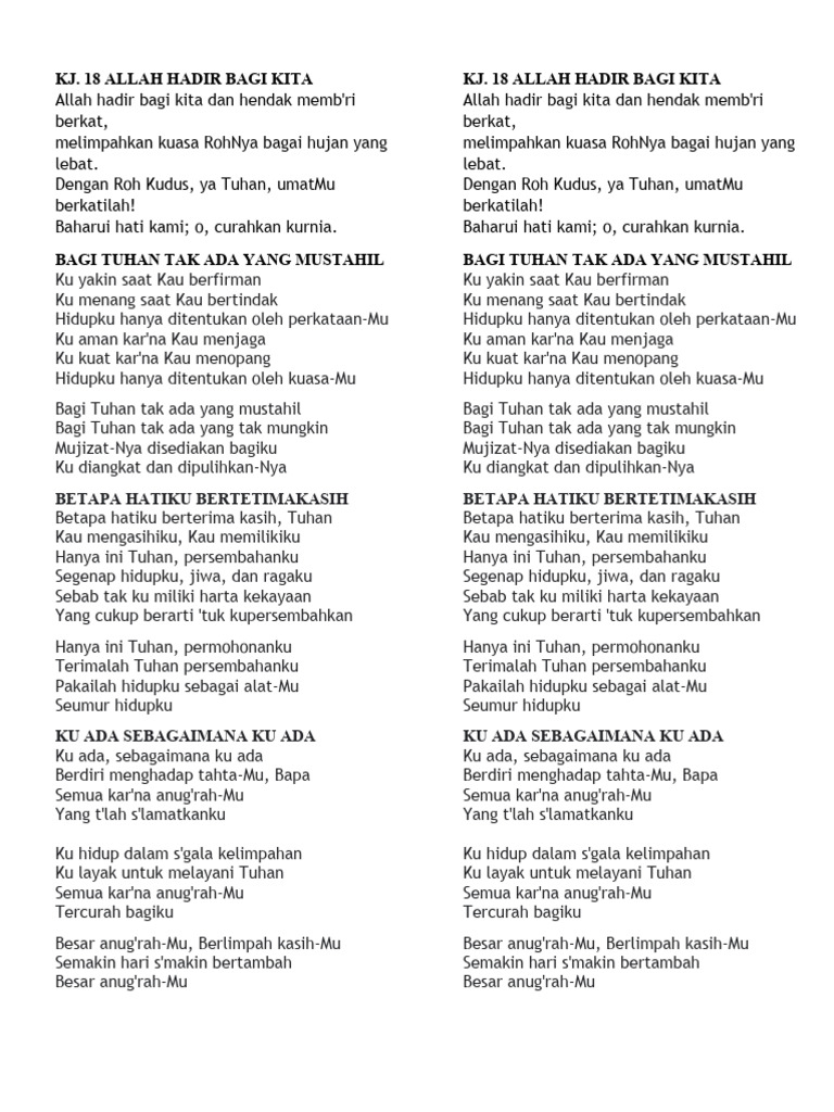 Kj. 18 Allah Hadir Bagi Kita Kj. 18 Allah Hadir Bagi Kita: Betapa ...
