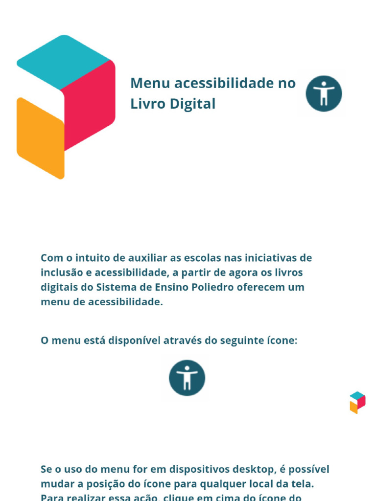 Livro Digital - Novo Menu de Acessibilidade | PDF
