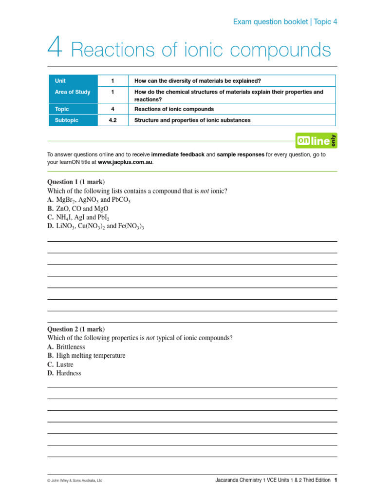 Reactions of Ionic Compounds | PDF