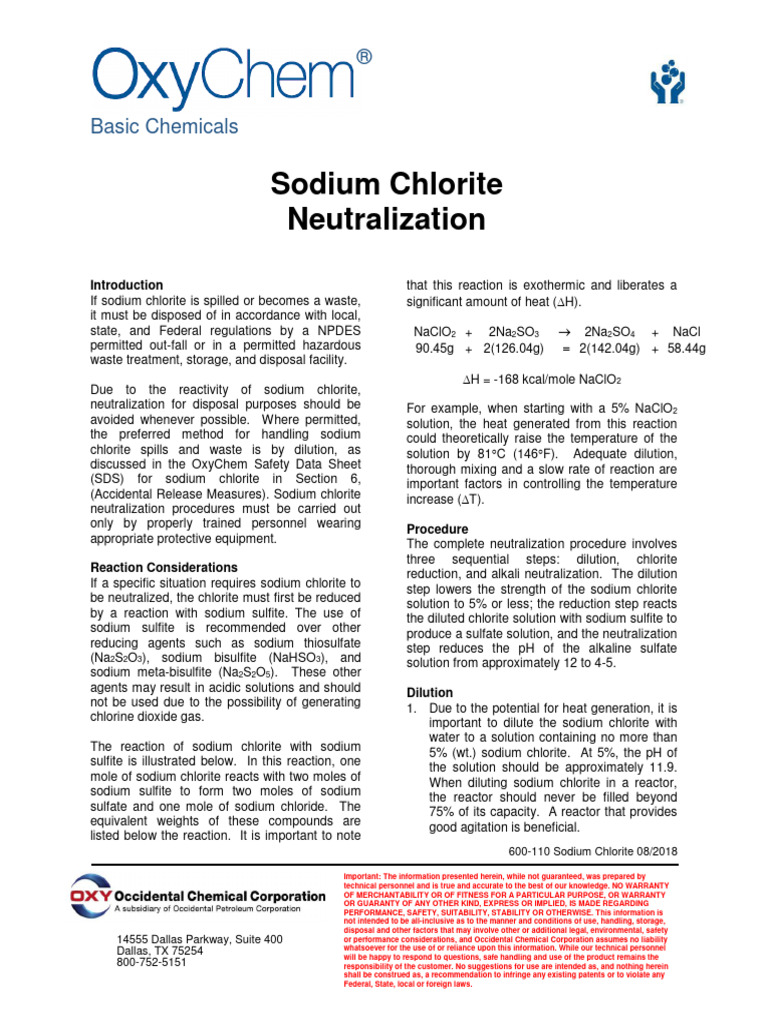 Sodium Chlorite Neutralization | PDF