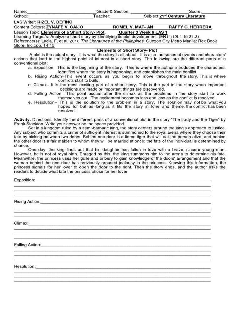 Grade 11 21ST Week 6 Las 1 | PDF | Plot (Narrative)