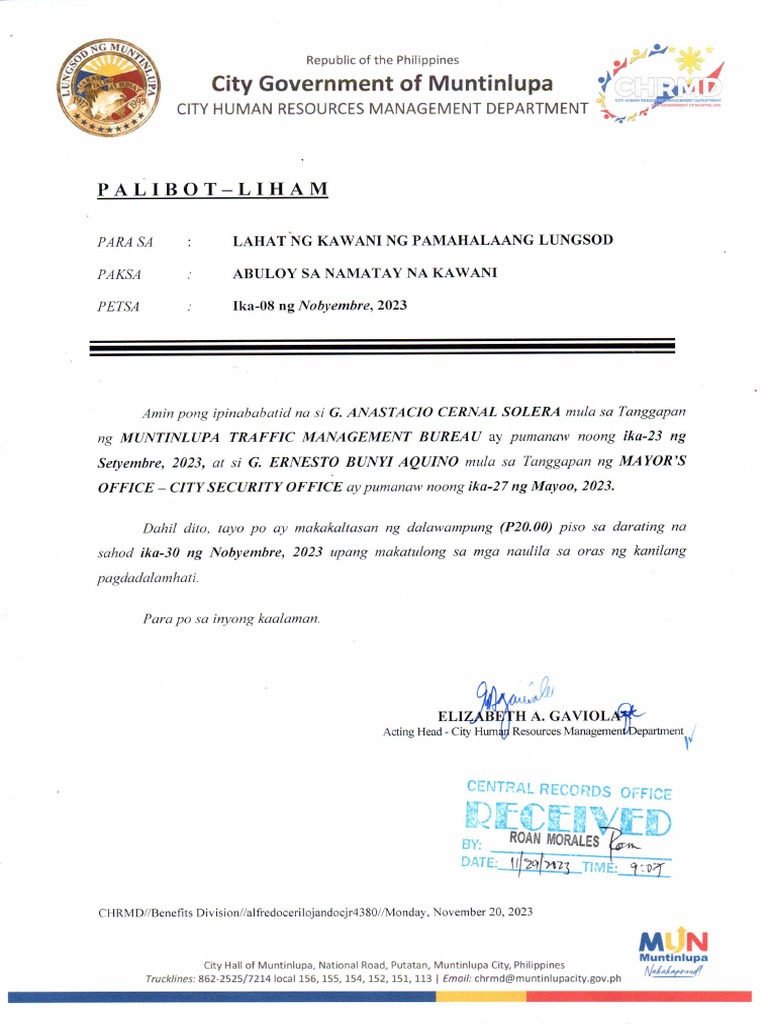 MM-2023-345 - Abuloy Sa Namatay Na Kawani | PDF